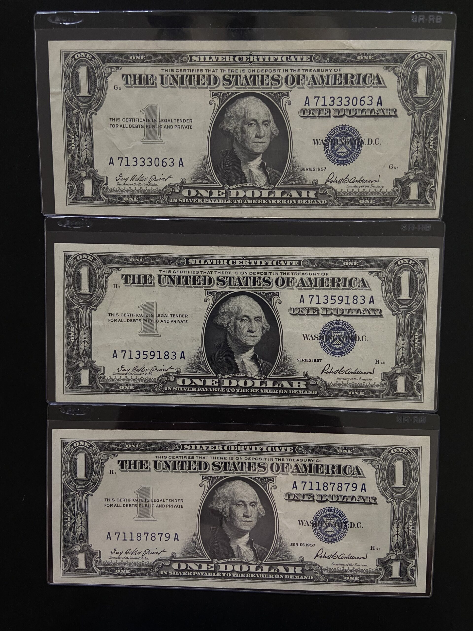 1957 Serie $1 Dollar **SELLO AZUL** CERTIFICADO DE PLATA (SILVER ...